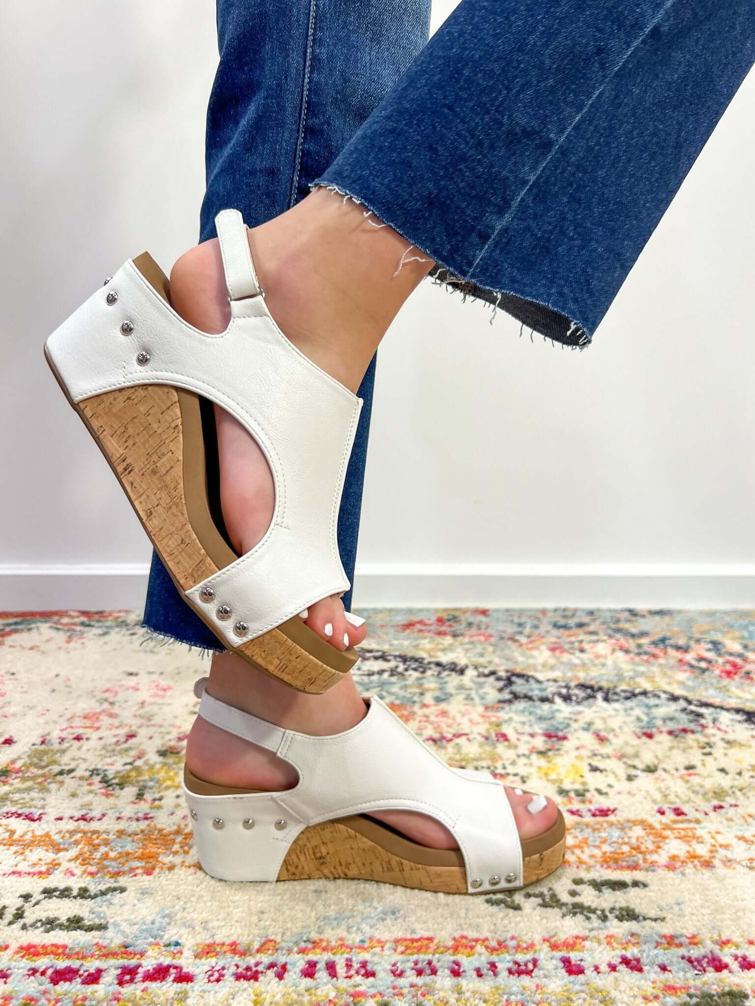 Corky's Footwear Carley Wedge Sandal - White Smooth